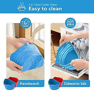 Slow Cooker Liners, Silicone Crock Pot Liners Compatible with Crockpot, Reusable Slow Cooker Divider Insert for 6-8 Quart Crock Pot, Safe Cooking Liner, BPA Free, Easy Cleanup