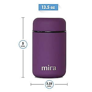 MIRA Lunch, Food Jar - Vacuum Insulated Stainless Steel Lunch Thermos - 13.5 oz - Purple