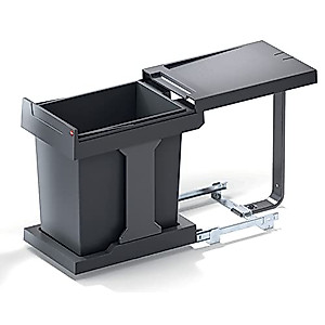 Hailo Solo Pull-Out Trash Can System with DoorKit and Lid 20 Liters (5.28 gal), Capacity 21.1 qts, Slate Gray