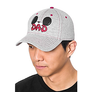 Disney Set Mickey & Minnie Hats Baseball Cap Men's Women's 2 Pack (White MOM & Grey DAD)
