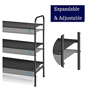 MAX Houser 3 Tier Free Standing Shoe Rack, Shoe Organizer for Closet,Metal Shoe Storage Shelf for 9-12 Pairs of Shoes, Easy to Assemble, Entryway, Bedroom, Black