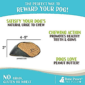 Raw Paws Pet Peanut Butter Filled Cow Hooves for Dogs, 5 Pack - Natural Beef, Free Range Cow Hooves with Peanut Butter for Dogs - Dogs Peanut Butter Treats - Stuffed Cow Hoof Dog Chews Peanut Butter