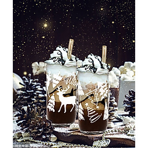 ANOTION Useful White Elephant Gifts for Adults Holiday 24oz Christmas Mugs Mason Jars Glass Cups with Lid and Straw Tumbler Drinking Glasses Coffee Cups Cookie Jar Glassware Gift for Women Men Mom