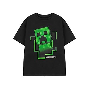 Minecraft T Shirt Boys Creeper Inside Black Short Sleeve Gamer Top 9-10 Years
