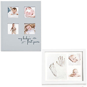 Baby Memory Book First 5 Years Journal And Baby Handprint Footprint Keepsake Kit Bundle - All Family, LGBT, Single Mom Dad, Adoptive - Baby Prints Photo Frame for Newborn