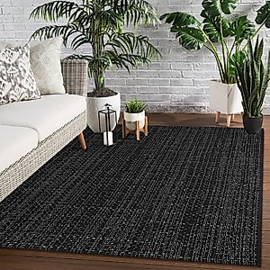 Seavish Outdoor Rug 4X6 Area Rug Washable Kitchen Rug Black and White Striped Rug Cotton Rugs Farmhouse Decor Reversible Laundry Room Mat Small Accent Throw Rugs Patio Rug Front Porch Mat