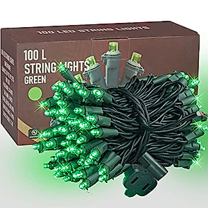 Dazzle Bright St. Patrick's Day String Lights, 100 LED 33FT Waterproof Connectable String Lights, 120V UL Certified Christmas Decorations for Garden Yard Indoor Outdoor (Green)
