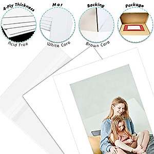 Golden State Art, Pack of 10 White Pre-Cut 5x7 Picture Mat for 4x6 Photo with White Core Bevel Cut Mattes Sets. Includes 10 High Premier Acid Free Bevel Cut Matts & 10 Backing Board & 10 Clear Bags