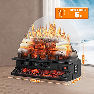 Antarctic Star 21 Inch Electric Fireplace Log Heater Remote Control Real Flame Effect Ember Bed, Overheated Protection, Adjustable Brightness, Speed, Temp and Sound Effect, Indoor Use 750W/1500W…