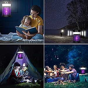 Hwallkare Bug Zapper Mosquito Zappers Killer, Solar Powered Electric Fly Zapper Light with Camping Lantern, Waterproof USB Rechargeable Fly Killer for Indoor Outdoor