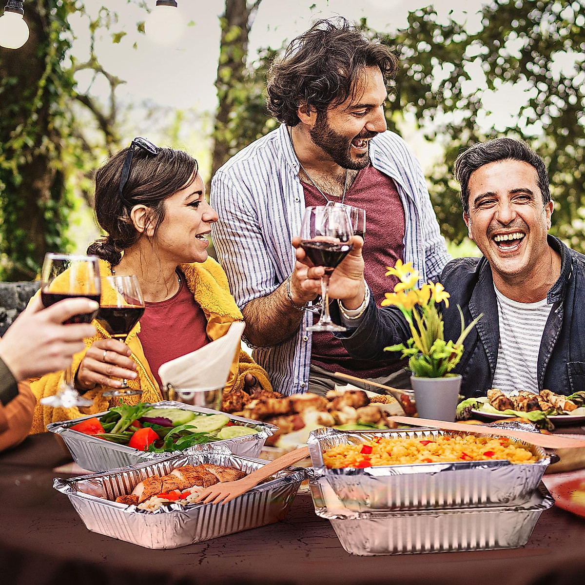 Thanksgiving Leftover Containers with Lids - 42 PCS Thanksgiving Foil Take Home Containers Party Supplies, Disposable To Go Food Containers for Treat Exchange & Party Leftovers, 8.2”x5.5”x1.97"