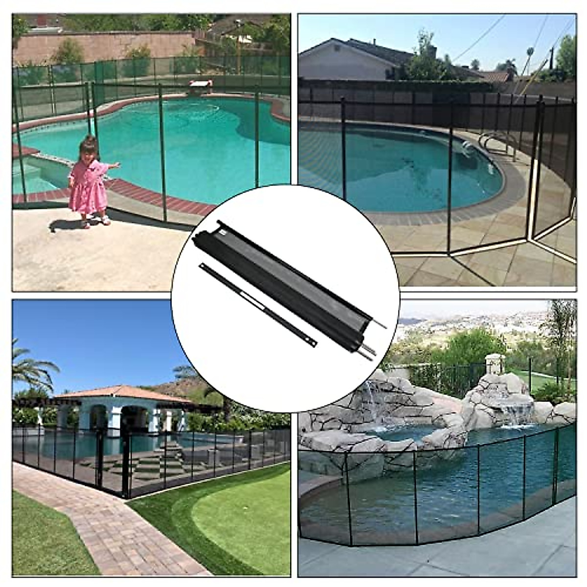 ATCEPFU Pool Fence 4Ft x 24Ft in Ground Removeable Outdoor Pool Safety Fencing Swimming Pool Fence, Black