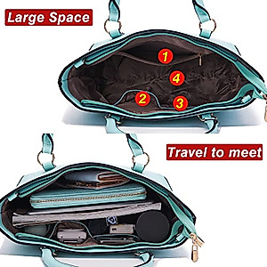 YZAOLL Large Totes Purses for Women Crossbody Satchel Bags Artificial Leather Women's Top-Handle Handbags,IceBlue