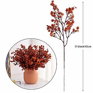 IUKnot Baby's Breath Flowers Bulk Artificial Flowers 7.8'' Rust Orange Gypsophila Flowers Fake Baby Breath Bouquet for Home Kitchen Wedding Garden Party Decor 8 Bunches (Vase is not Included)