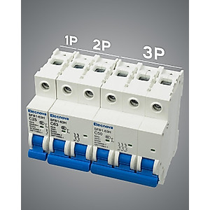 Elecnova 6-63A Miniature Circuit Breaker, AC 3 Pole 400V, DIN Rail Mounted 40 amp Breaker, Overload, Short-Circuit Protection, 110V / 120V Available, MCB
