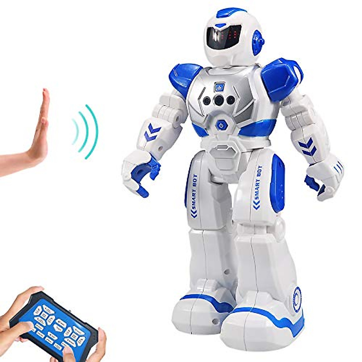 Sikaye RC Robot for Kids Intelligent Programmable Robot with Infrared Controller Toys, Dancing, Singing, Led Eyes, Gesture Sensing Robot Kit, Blue