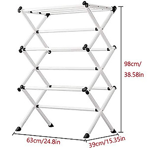 FKUO Household Indoor Folding Clothes Drying Rack, Dry Laundry and Hang Clothes,Towel Rack for Storage (White)