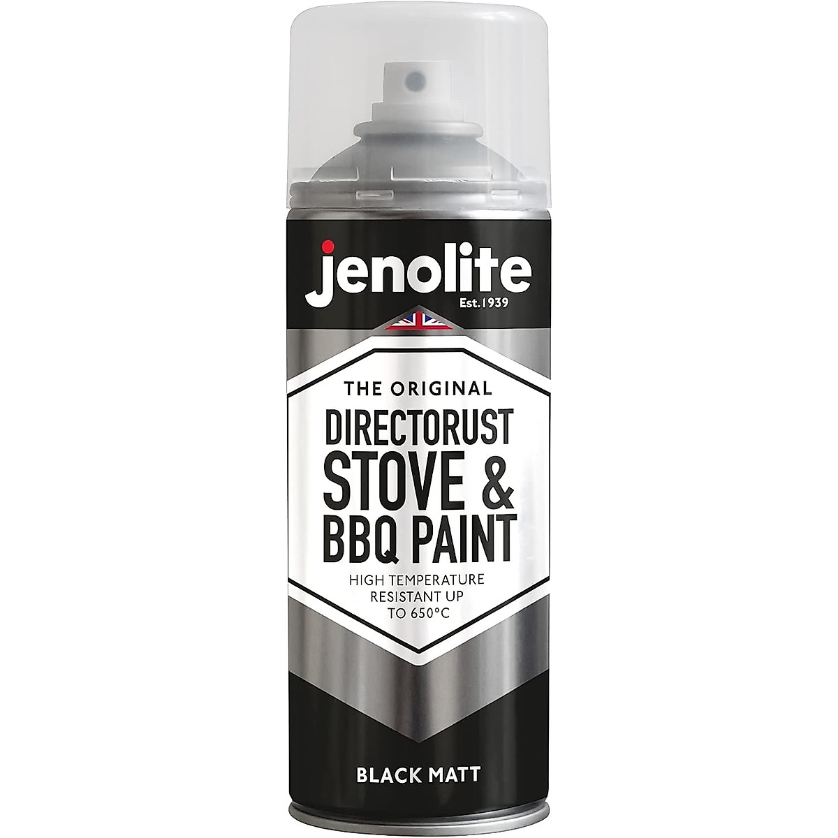 JENOLITE Directorust BBQ & Stove Aerosol Paint | BLACK | Very High Temperature Resistant Up to 1200°F (650°C) | BBQs, Stoves, Chimineas, Automotive, Fire Screens & Surrounds | 13.5 Ounces (400ml)