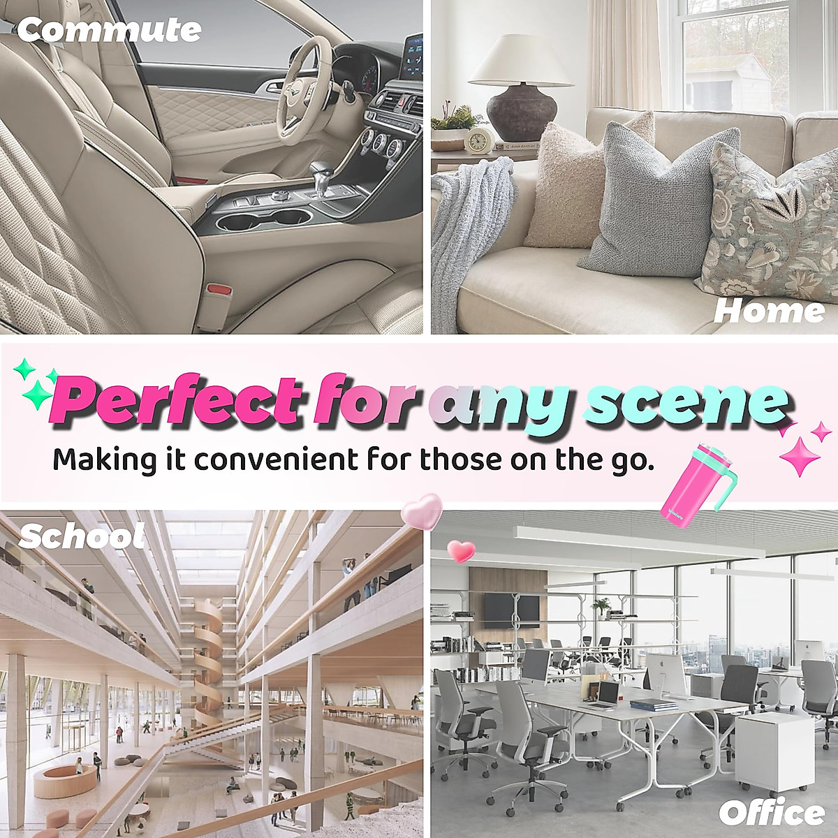 winiwo 20 oz Tumbler with Handle, Easy to Hold, Travel Coffee Mug with Screw Lid, Spill-proof, Insulated Cups, Built-in Up Down Flip, Fit Most Car Cup Holders, Commute, School, Home, Office