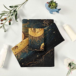 Flradish Sun and Moon Towels 3 Pack Bath Towels for Bathroom Set Soft Cotton Highly Absorbent Lightweight & Quickdry Towel Set 1 Bath Towel,1 Hand Towel,1 Washclothe