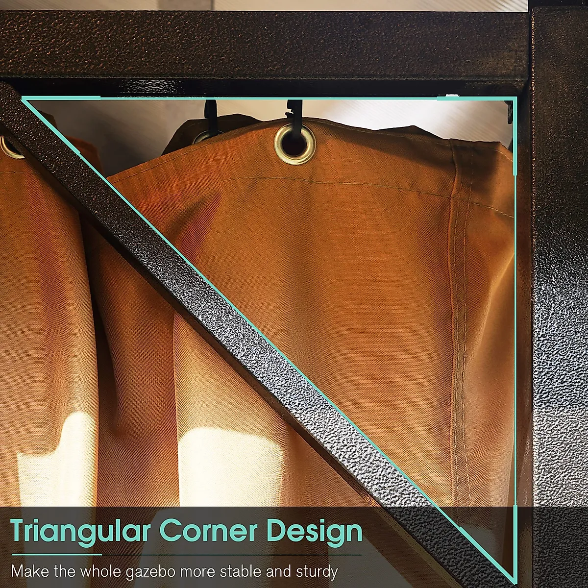 PHI VILLA 10' x 10' Hardtop Gazebo Outdoor Pavilion Tents Metal Frame Curved Roof Patio Gazebo with Netting and Curtains for Parties,Patio, Garden, Lawn(Brown)