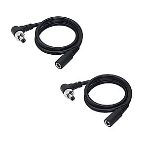 SinLoon 2 Pack DC Extension Cable 90 Degree DC Power Adapter Plug 5.5mm x 2.1mm Male to Female Extension Wire with Lock Nut for DC 12V Power Adapter, CCTV Security Camera (0.5M/1.65FT)