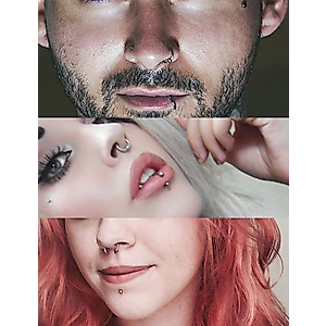 Cisyozi 16G Septum Rings Piercing Jewelry Stainless Surgical Steel Horseshoe Dragon Claw Butterfly Moon Septum Nose Nostril Eyebrow Smiley Lip Ring Hoop Piercings Jewelry Women Men Silver Black 10mm