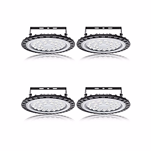 4 Pack LED High Bay Light|100W 10000LM UFO LED High Bay Light|6500K Daylight LED Shop Light|IP65 Waterproof LED Commercial Warehouse Area Light|LED Garage Light for Garage Gym Factory Warehouse