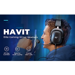 havit H2002d Gaming Headsets for PS4,PC, 50MM Drivers Surround Sound PS5 Headset with Mic Gaming Headphones with Mic Durable Aluminum Frame Valentines Gifts for Men