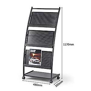 Magazine & Newspaper Baskets Magazine Rack Information Rack Newspaper Rack Magazine Rack Storage Book Rack Metal Iron Floor Universal Wheel Mobile Propaganda Display Stand Shelf Baskets