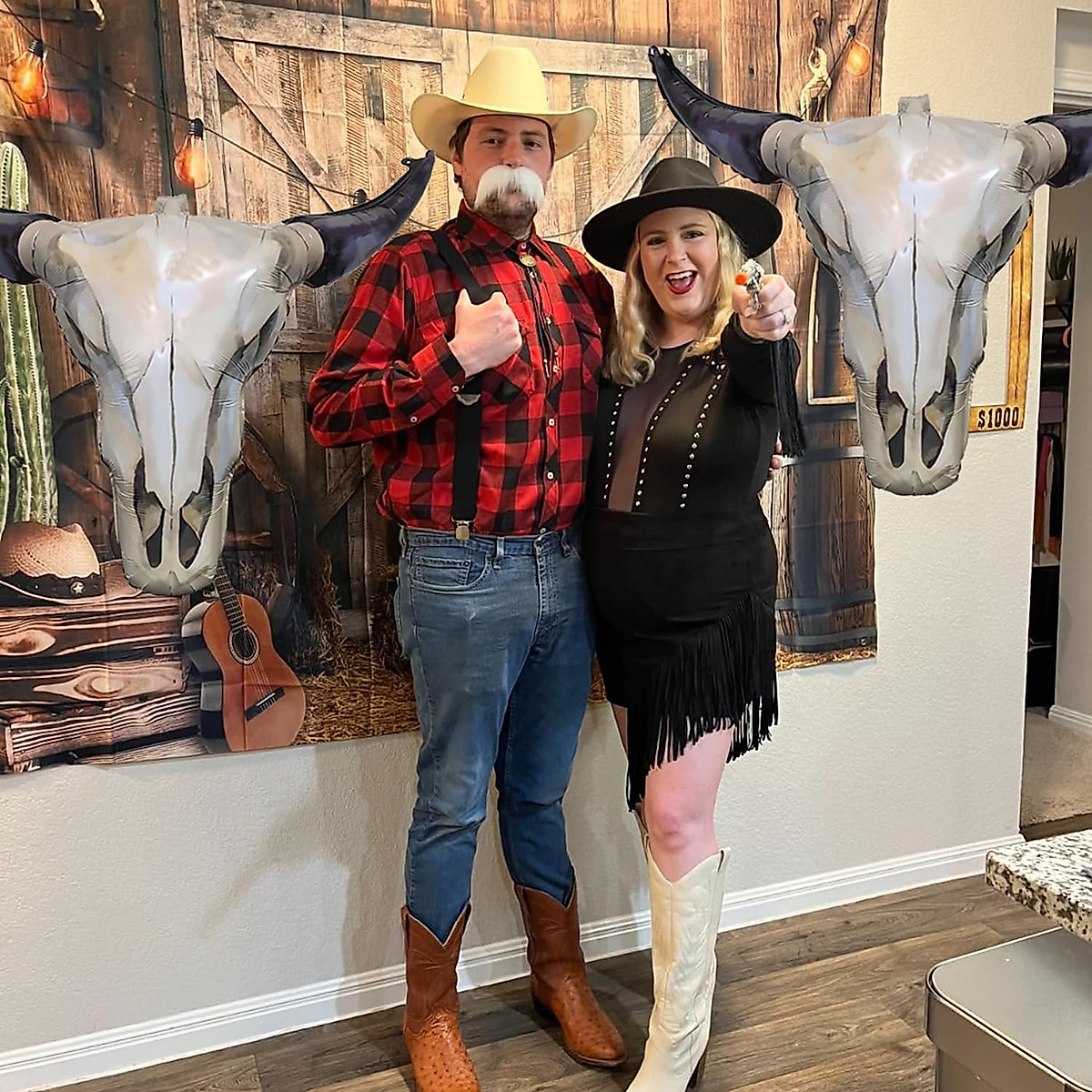 Lidmada 3Pack Western Long Horn Cow Party Balloons, Cowboy Longhorn Aluminium Foil Balloon for Party Wall Cowgirl Decorations Last Rodeo Bachelorette Party Supplies