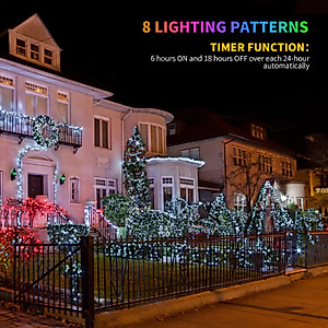 Tcamp Christmas Lights 33ft 100LED Outdoor Indoor Christmas String Lights with Remote Timer, USB or Battery Powered Waterproof 8 Modes Fairy Lights for Christmas Tree Wreath Party Decor (White)