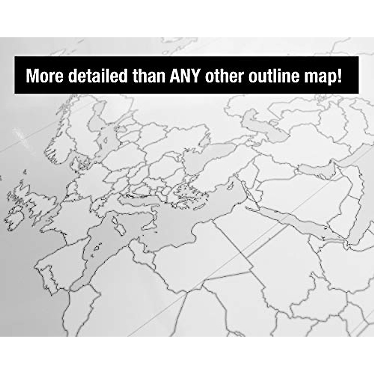 Large Blank World Outline Map Poster, Laminated, 36” x 24” | Great Blank Wall Map for Classroom or Home Study | Free Dry Erase Marker Included | Includes Detailed Laminated Answer Sheet | Learn Fast!