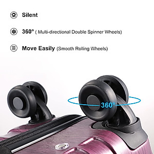 TydeCkare Carry on Luggage 21 Inch with Front Pocket, ABS+PC Hardshell Suitcase with Dual Control TSA Lock, YKK Zipper, 4 Spinner Silent Wheels, Rose Red