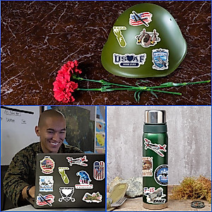 Tanganan Air Force Stickers and Decals 50PCS Military Us Army Scrapbooking Supplies forTeens for Laptop,Bumper,Skateboard,Water Bottles,Computer,Phone,Stickers Kids Teens(Air Force) (tanganan-1)