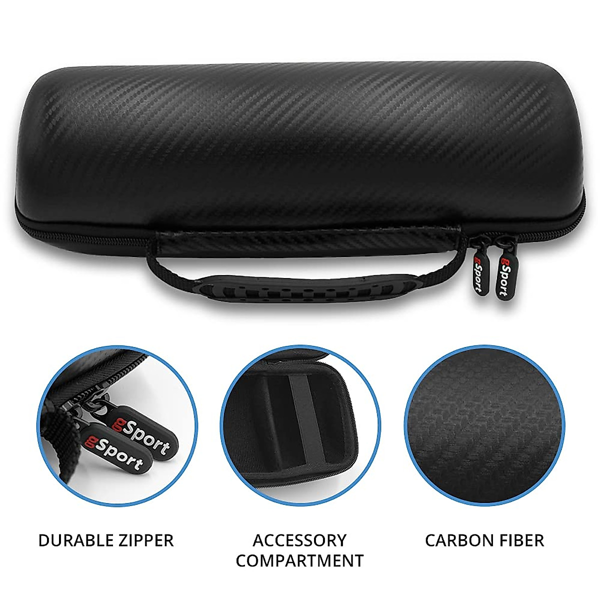 JBL Charge 5 Waterproof Portable Speaker with Built in Powerbank and gSport Carbon Fiber Case (Blue)