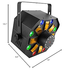 Chauvet DJ Swarm Wash FX 4-in-1 DJ Light with RGBAW Rotating Derby, RGB+UV Wash, Ring of White SMD Strobes and 1 Year Free Extended Warranty