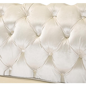 RUNOLIG Chesterfield Sofa, Velvet Sofas and Couches with Button Tufted Design and Gold Legs, Upholstered Sofa with 2 Pillows and Wood Frame, Modern 3 Seat Couch for Living Room, Apartment (Beige)