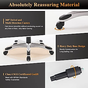 NeuType Executive Office Chair High Back Home Office Desk Chairs with Wheels PU Leather Ergonomic Computer Chair with Lumbar Support Adjustable Height & Swivel Big and Tall Office Chair - Black