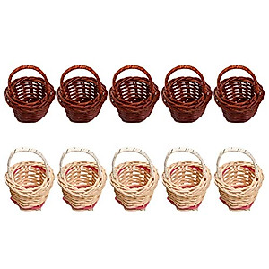 NUOBESTY 20pcs Miniature Wood Baskets Mini Hamper Baskets Playset Mini Scene Props for Garden Fairy Ornament Dollhouse Decoration