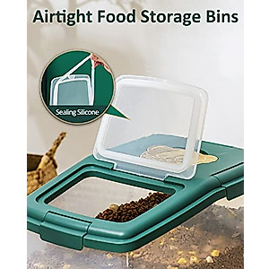 BNOSDM Airtight Cat Food Storage Container 8 lb Pet Dog Foods Storage Bins with Wheel Transparent Plastic Bulk Dry Feed Dispenser Measuring Cup, Seal Locking Lid Rice Cereal Flour