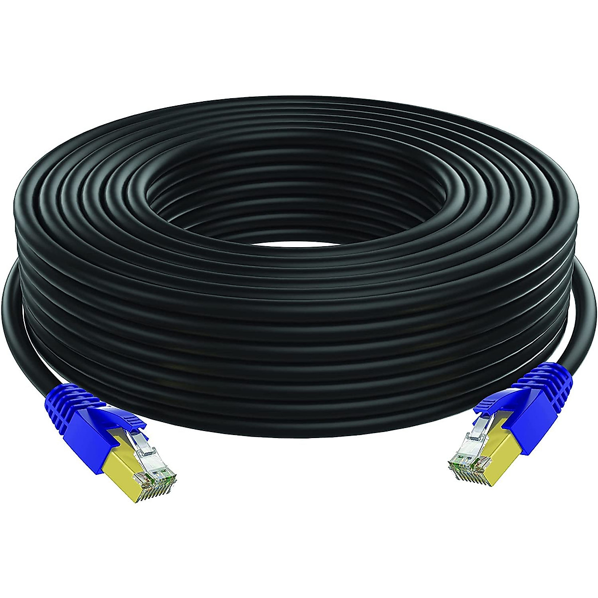 MAXLIN CABLE Cat 7 Ethernet Cable, 150 ft RJ45 600 MHz, Heavy Duty Indoor Outdoor Gaming LAN Cable, Shielded Copper Waterproof Direct Burial Zero Lag Network Patch, Compatible with Modem, Router, PS3