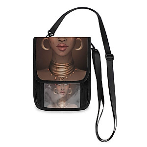 Roomy Pockets Series Travel Small Crossbody Bag African American Pretty Woman Oxford Cloth Cell Phone Purse Wallet For Women