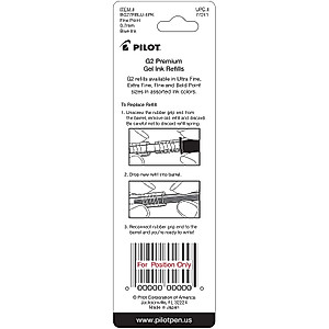 PILOT G2 Gel Ink Refills For Rolling Ball Pens, Fine Point, Blue Ink, 2-Pack (77241)