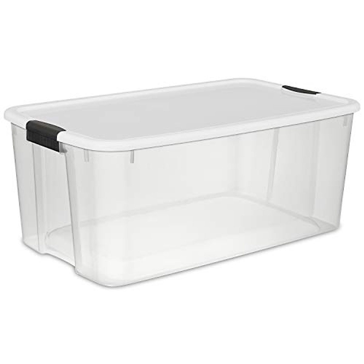 Sterilite 19909804 116 Quart/110 Liter Ultra Latch Box, Clear with a White Lid and Black Latches, 4-Pack & 19859806, 30 Quart/28 Liter Ultra Latch Box, Clear with a White Lid and Black Latches, 6-Pack