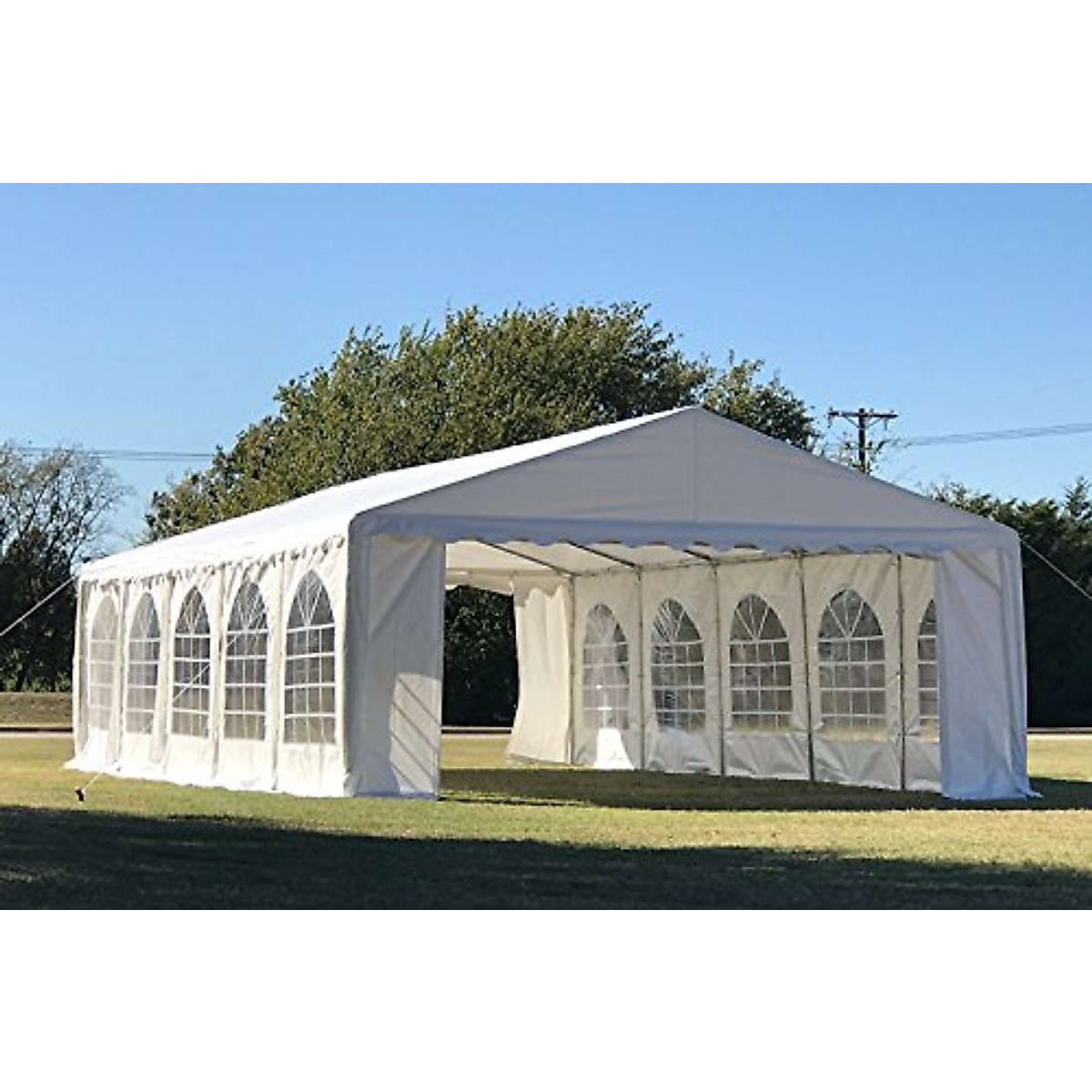 32'x16' PE Party Tent White - Heavy Duty Wedding Canopy Carport Shelter - with Storage Bags - By DELTA Canopies