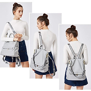 CLUCI Women Backpack Purse Fashion Two-Toned Vintage Leather Large Travel Bag Ladies Shoulder Bags Gray