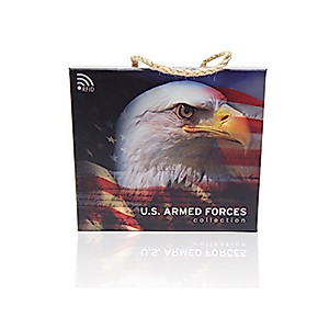 US Armed Forces Collection Mens Genuine Leather Wallets - Gift Boxed Bi-Fold and Tri-Fold Leather Wallets (US Airforce Bi-Fold, Black)