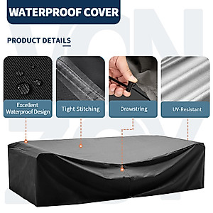 VONZOY Patio Furniture Set 7 Pieces Outdoor Sectional Rattan Sofa Set, PE Rattan Wicker Patio Conversation Set with 6 Seat Cushions and 1 Tempered Glass Table and Furniture Cover, Dark Grey