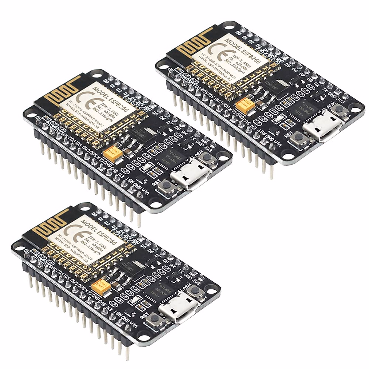 KeeYees 3pcs ESP8266 ESP-12E Development Board WiFi WLAN Wireless Module CP2102 for NodeMCU for ESP-12E for Arduino